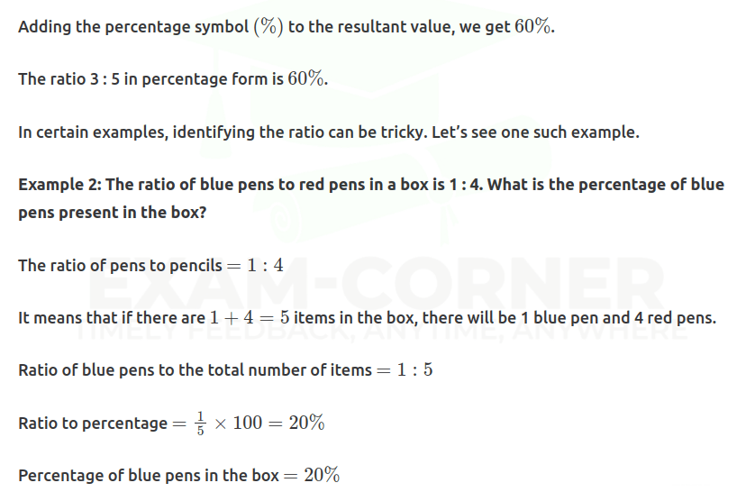 4. MATHEMATICS – Ratio to Percentage – Exam-Corner