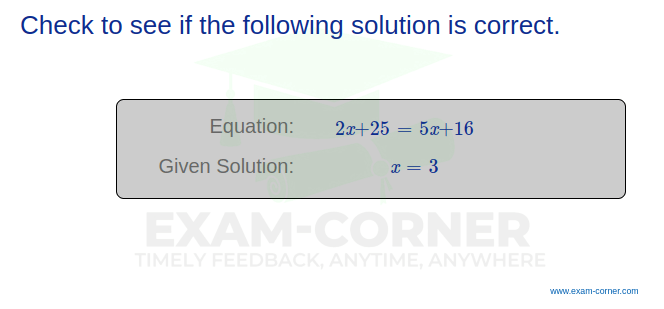 Checking Solutions – Exam-Corner