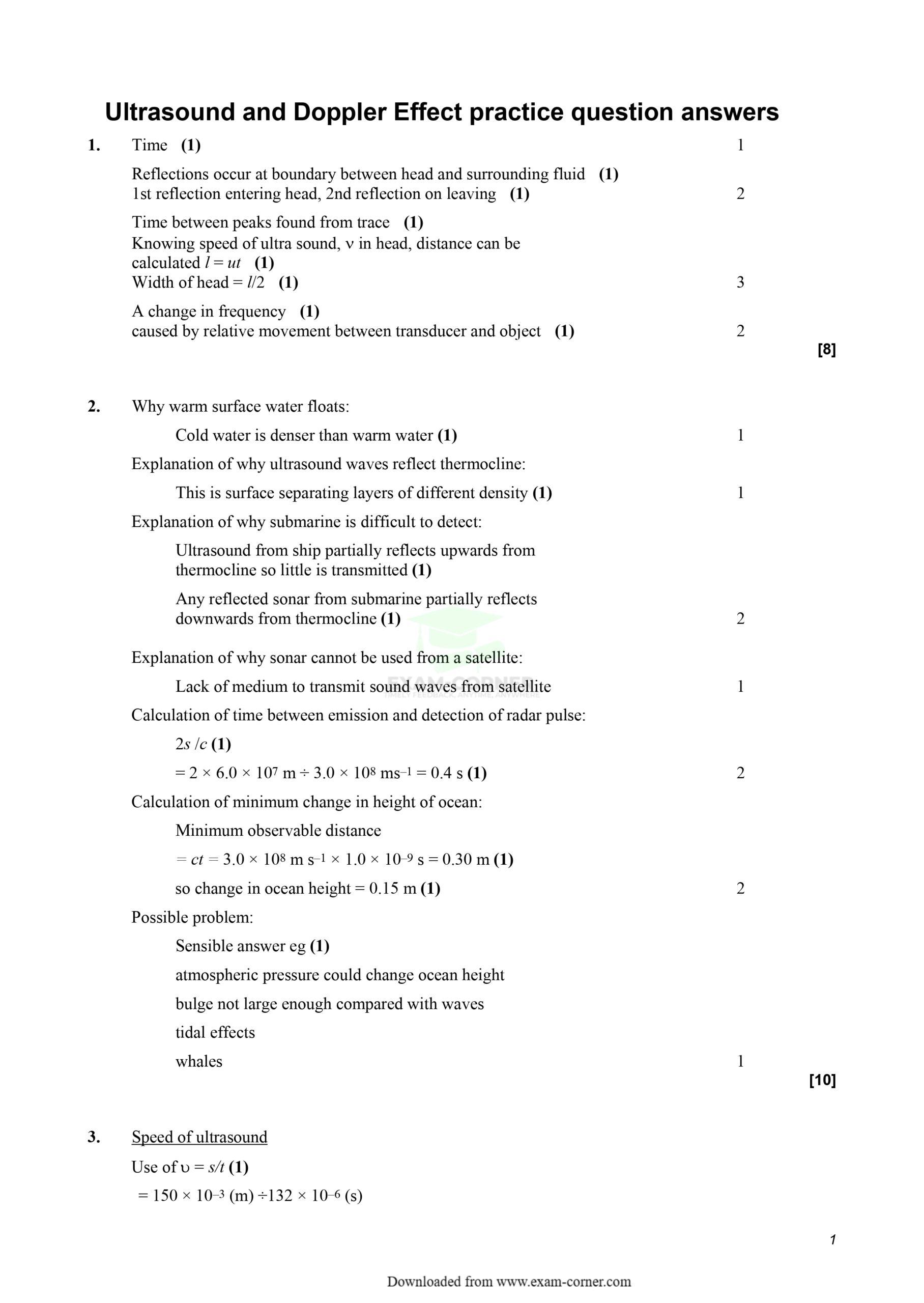 Ultrasound & Doppler Effect – Exam-Corner